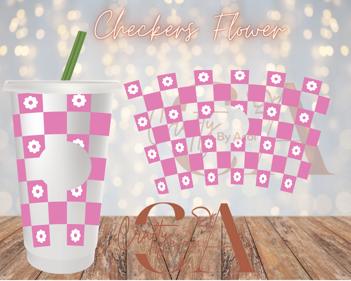 Checkers Flower Vinyl Can Wrap