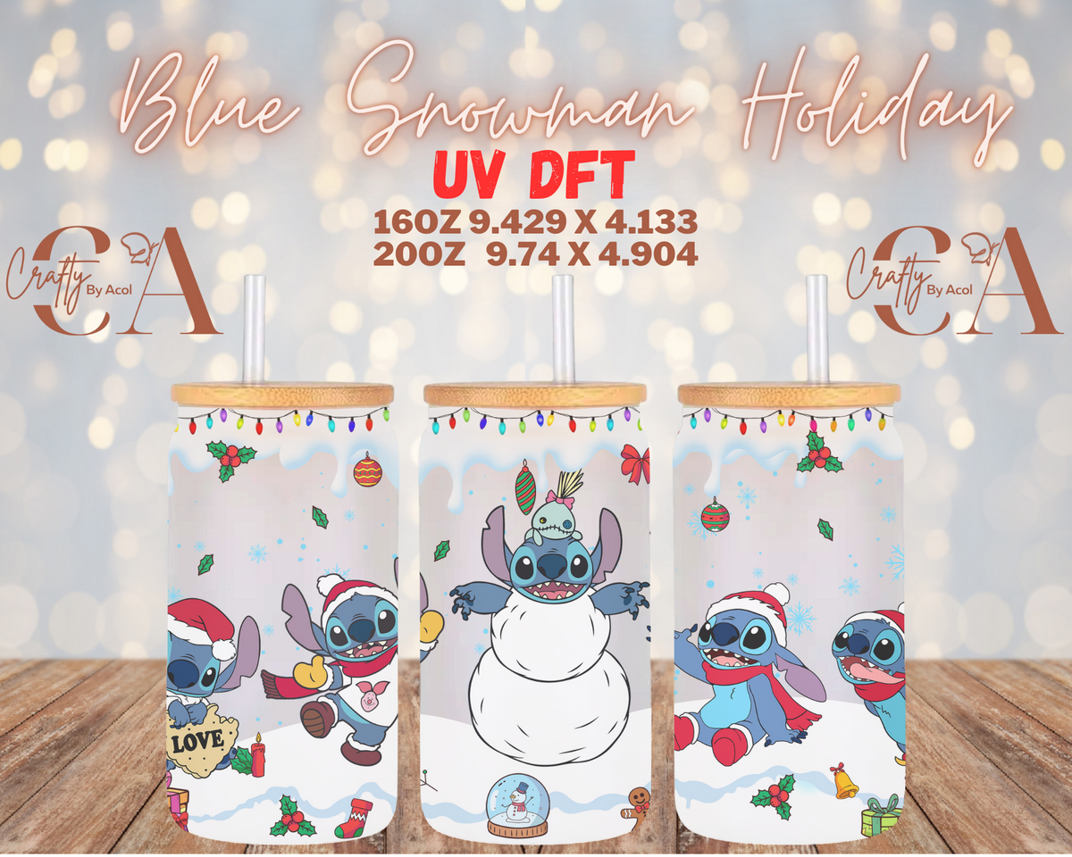 Blue Snowman Holiday UV DFT Cup Wrap